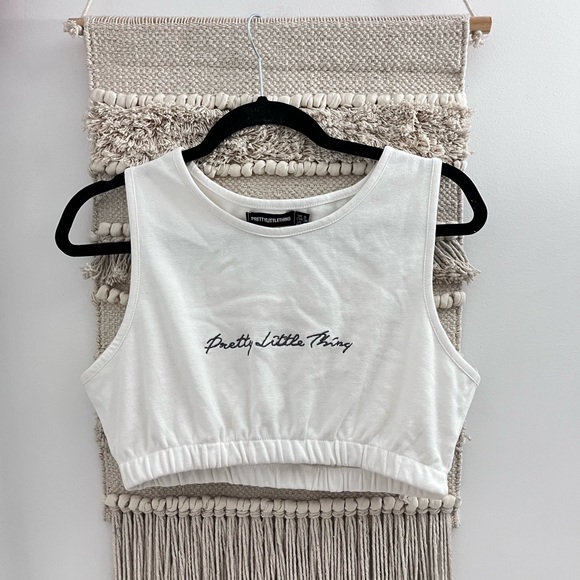 PrettyLittleThing | Tops | Pretty Little Thing White Cropped Top | Poshmark